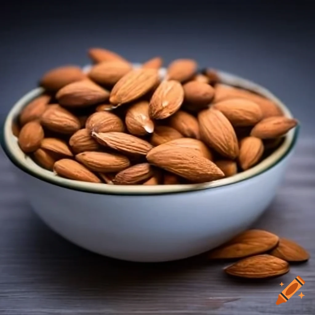 Bowl of toasted almond seeds