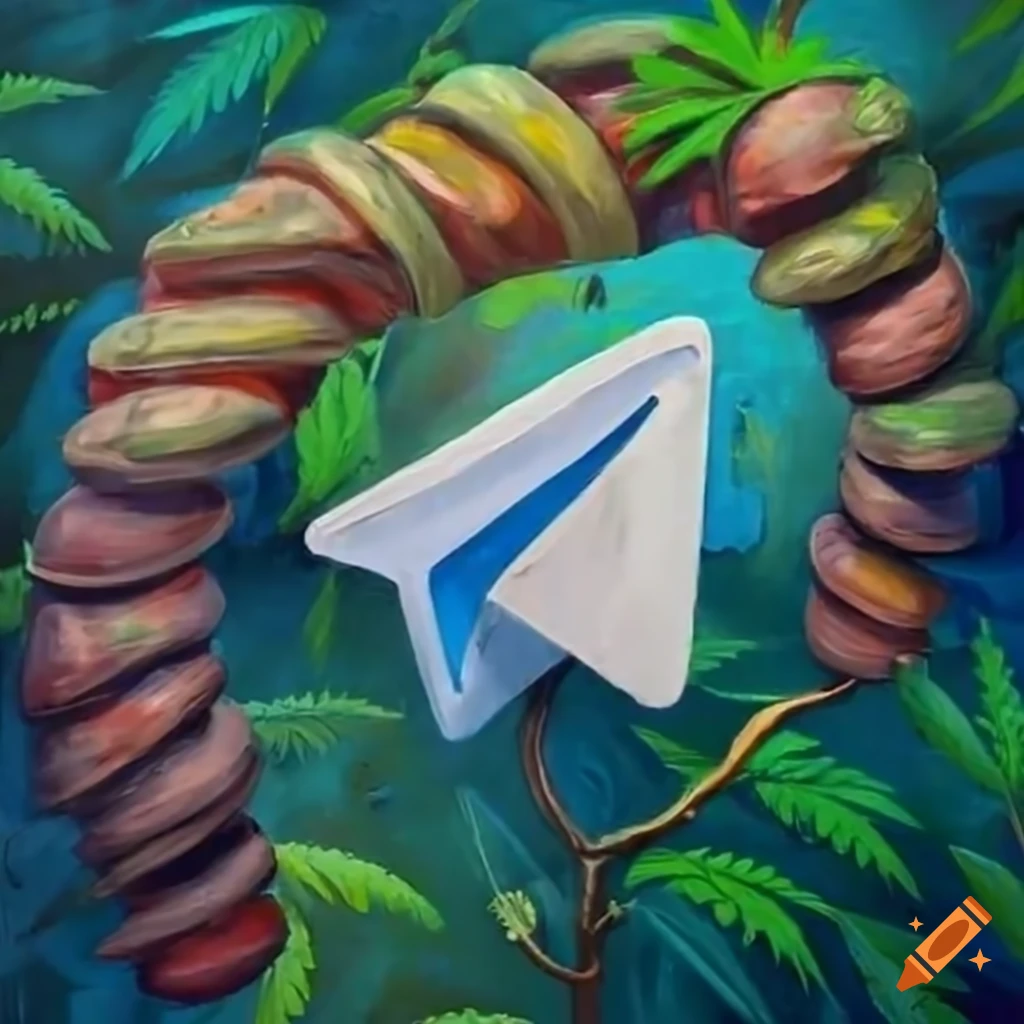 Telegram logo with cannabis elements on Craiyon
