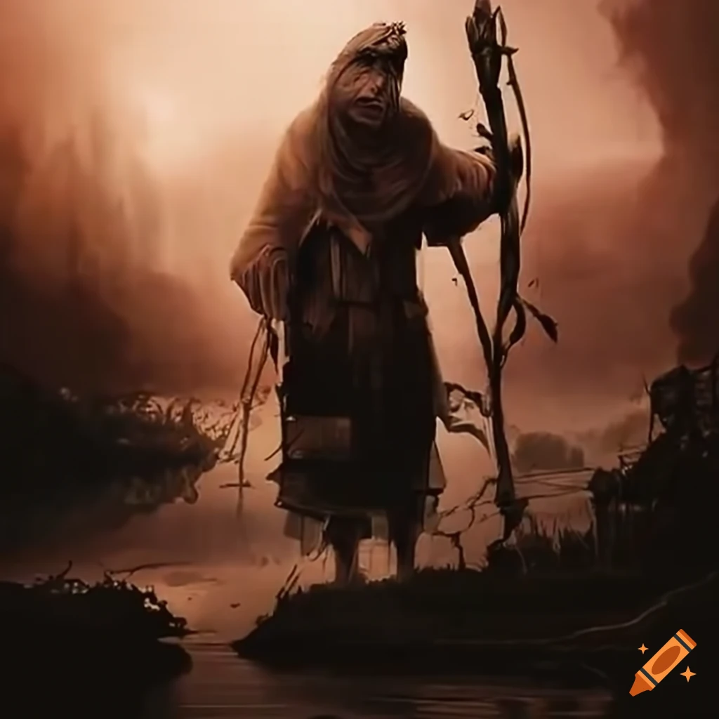 Image of villagers defending their homes