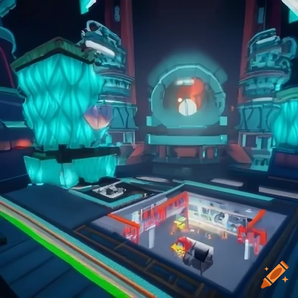 Horizontal map of rocket arena in roblox on Craiyon