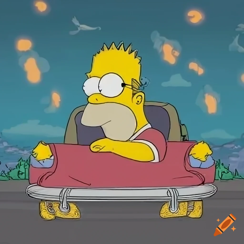 Homer simpson enjoying music while driving