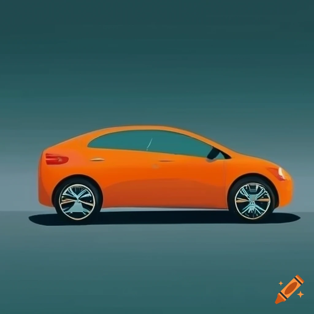 Simplified Orange Vector Car Illustration