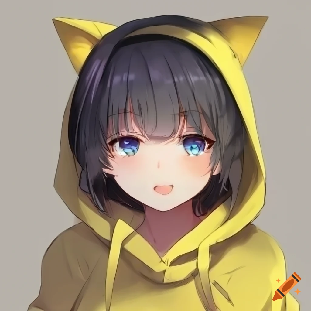 Anime Girl With Blue Eyes Wearing A Hoodie On Craiyon