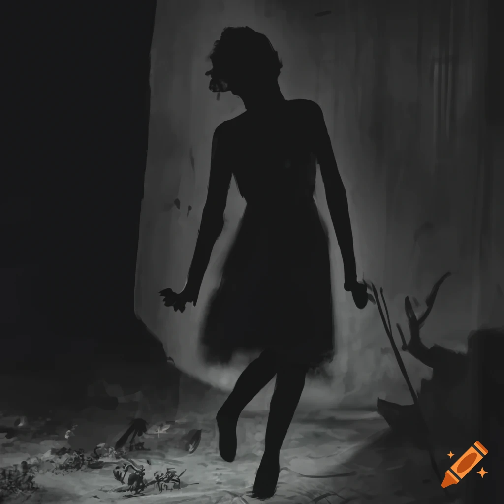 Shadowy figure dancing in a cemetery on Craiyon