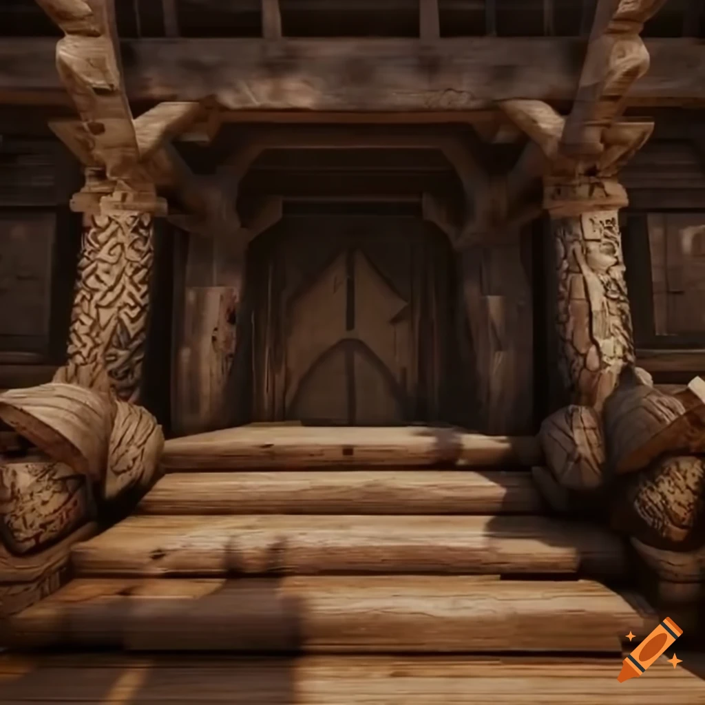 Ancient wooden temple in a pine forest