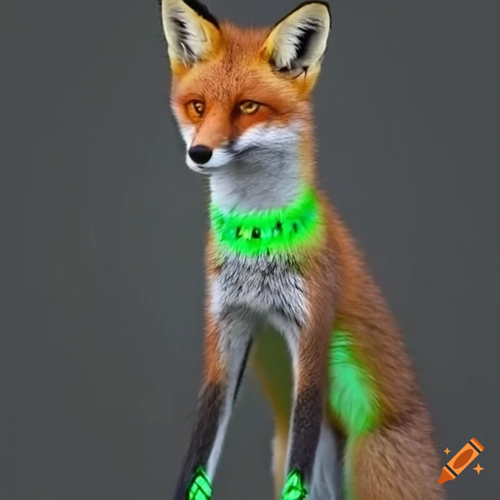 Fox with a neon green collar