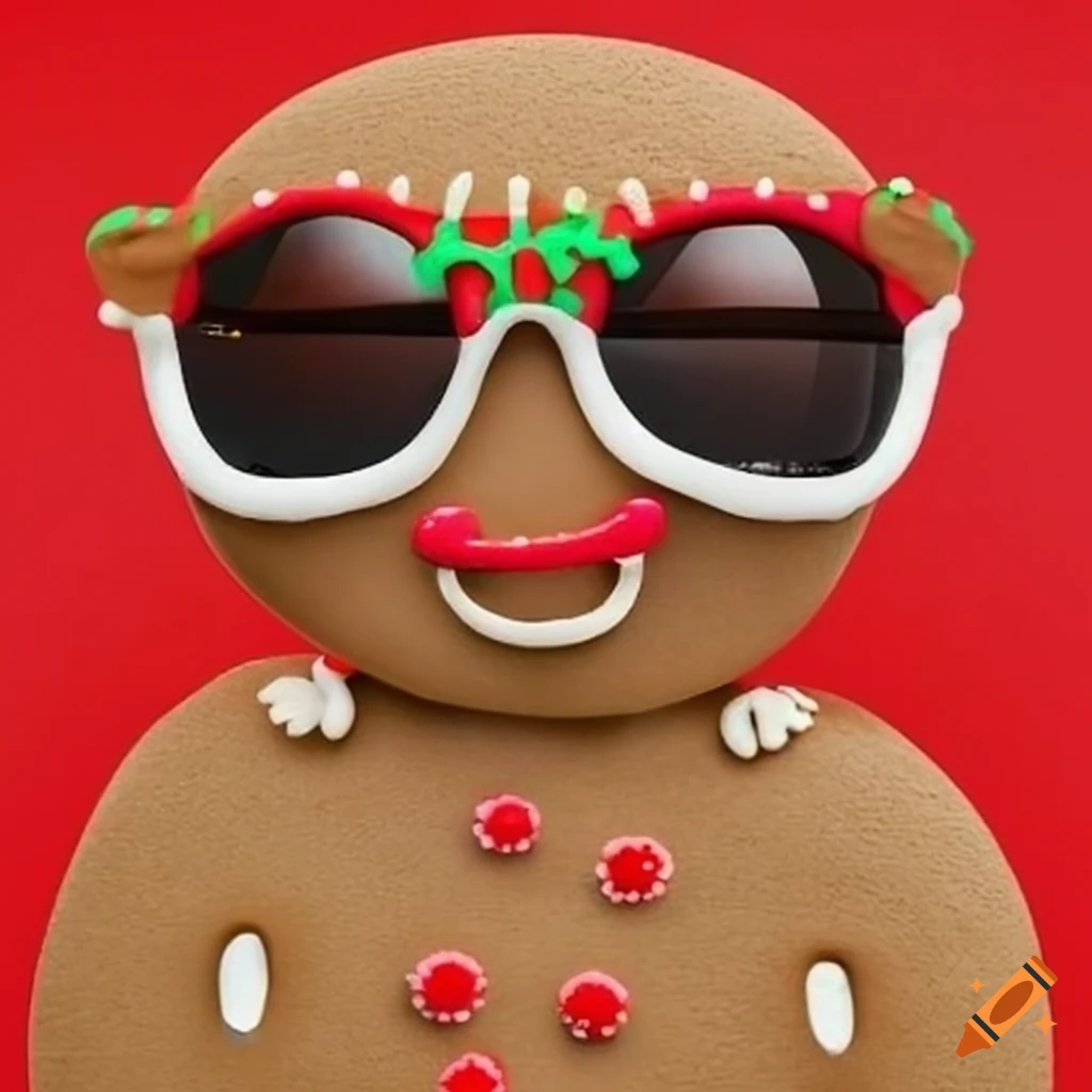 Gingerbread wearing sunglasses on Craiyon