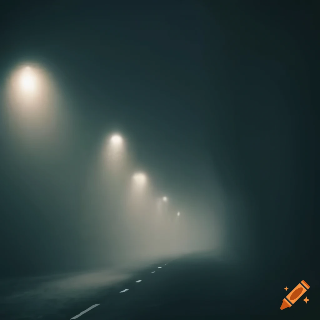 Empty parking lot at night with a blue liminal atmosphere on Craiyon