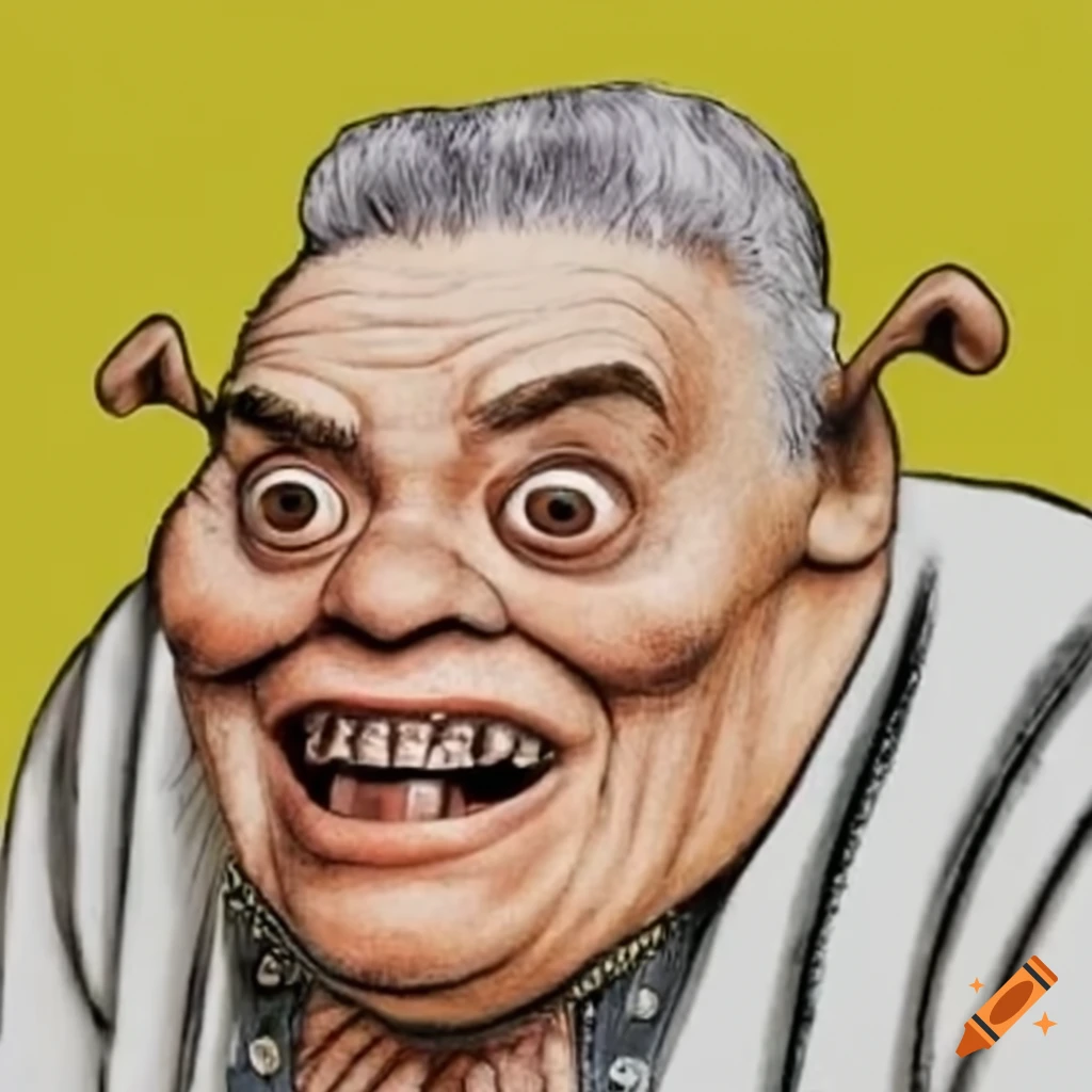 Funny mashup of Alfred E. Neuman and Shrek on Craiyon