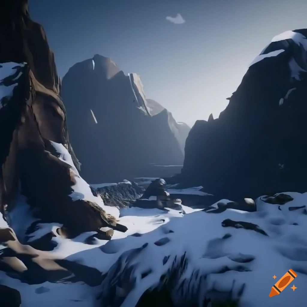 Mountain view from Rise Of The Tomb Raider on Craiyon