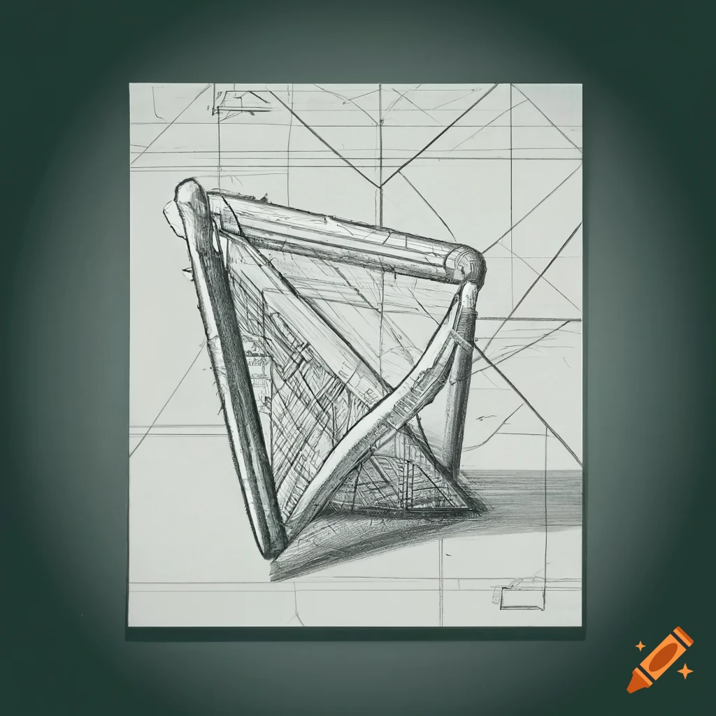 Blueprint of a triangle holder on paper