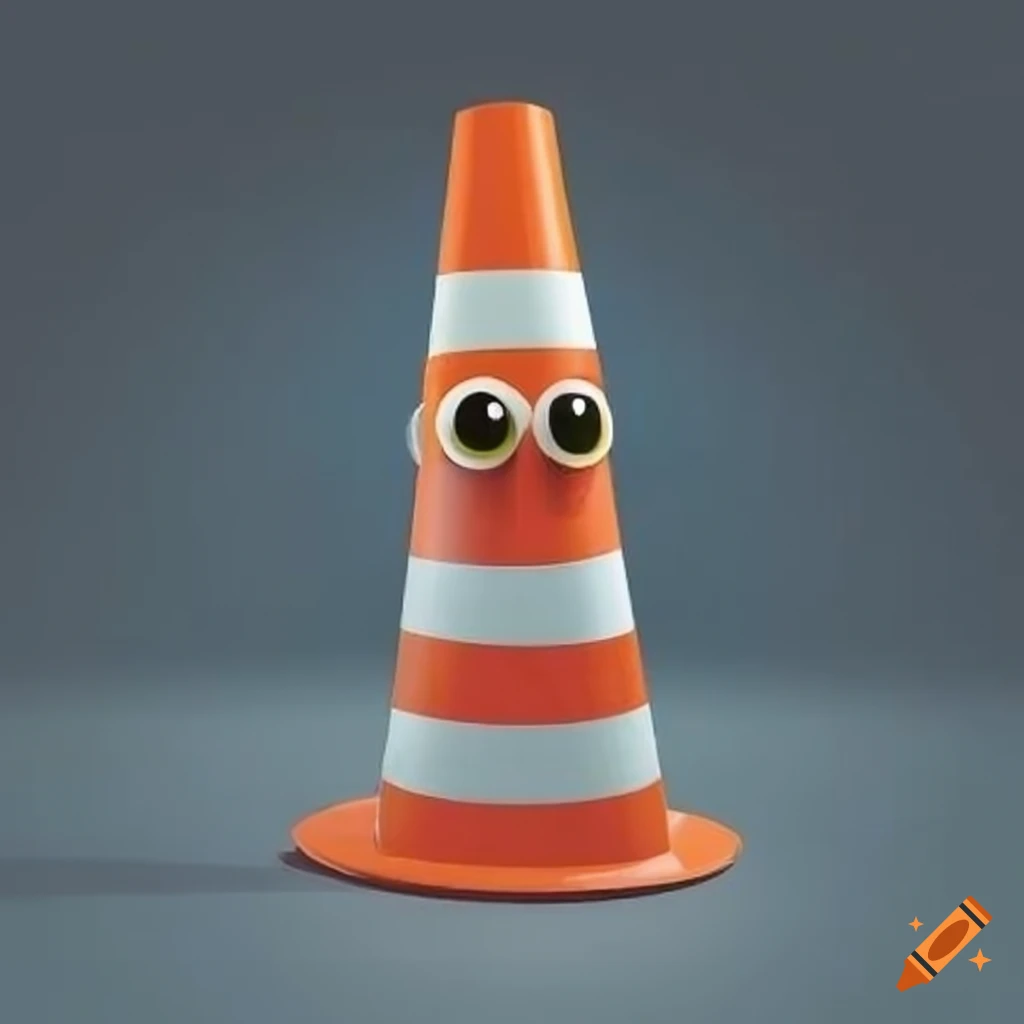Yellow smiley face on a traffic cone in manchester at night on Craiyon