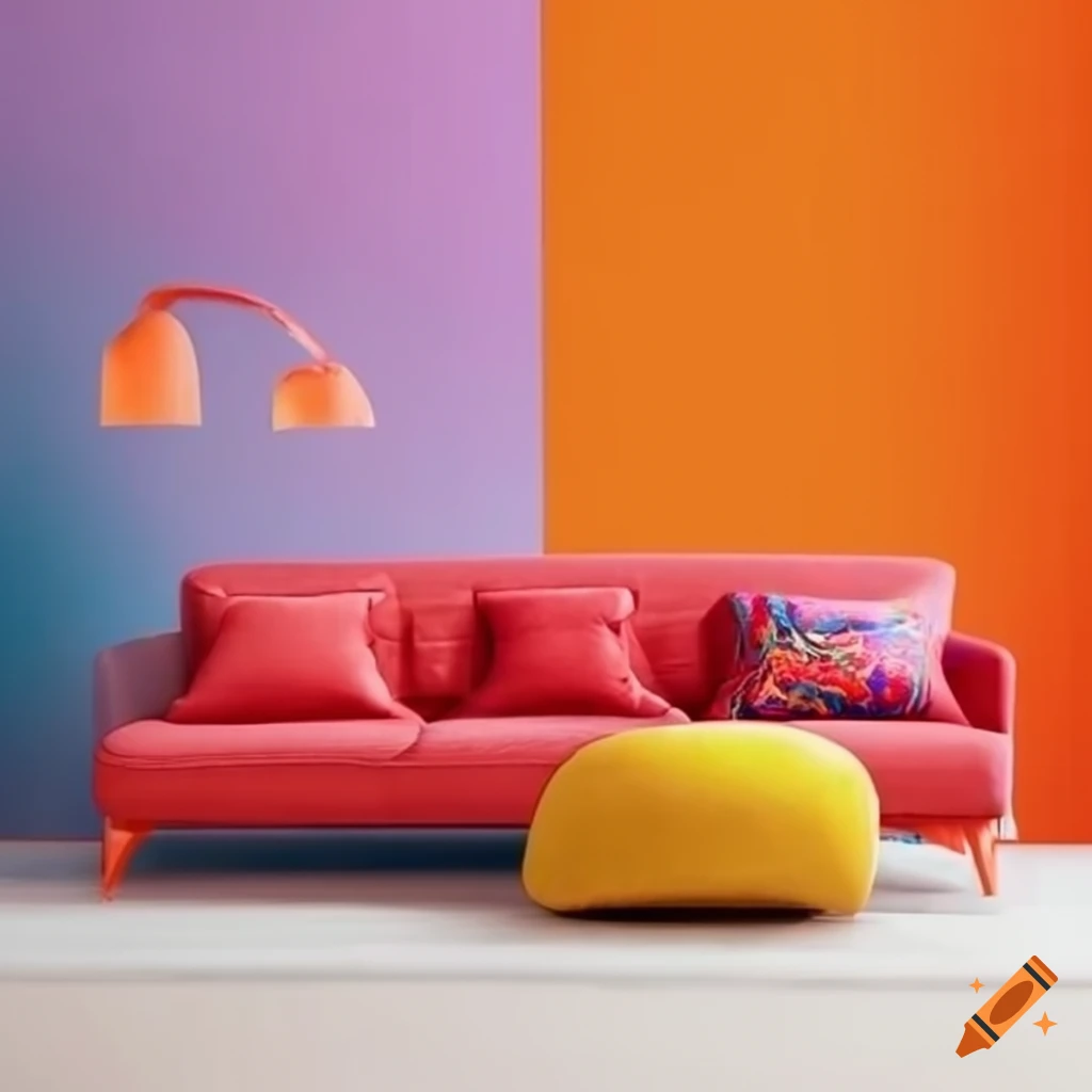 Abstract living room with vibrant primary colors on Craiyon
