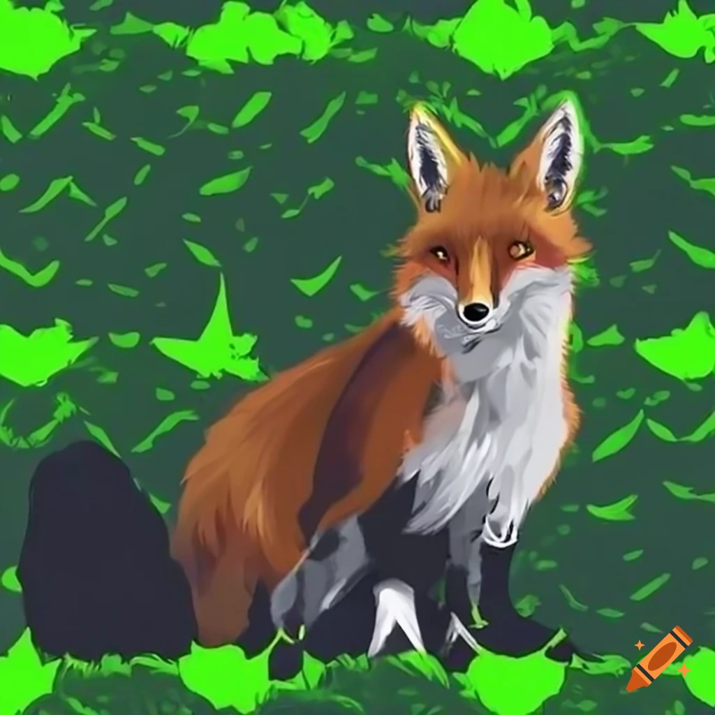 Fox wearing a black and neon green collar on Craiyon