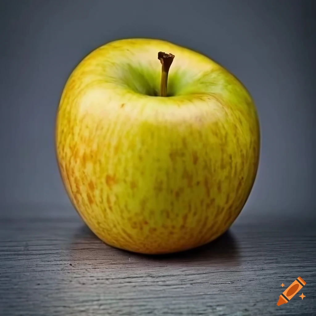 Hyperrealistic close-up of a yellow apple on Craiyon