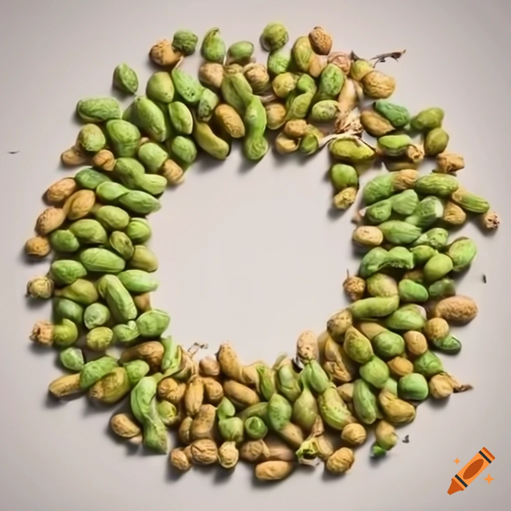 Circle arrangement of freshly harvested green peanuts on Craiyon