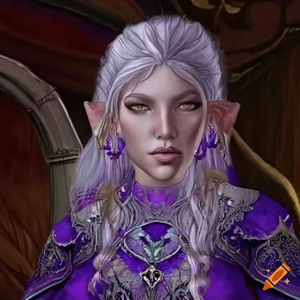 Image of a young elven Loremaster with platinum blonde hair on Craiyon