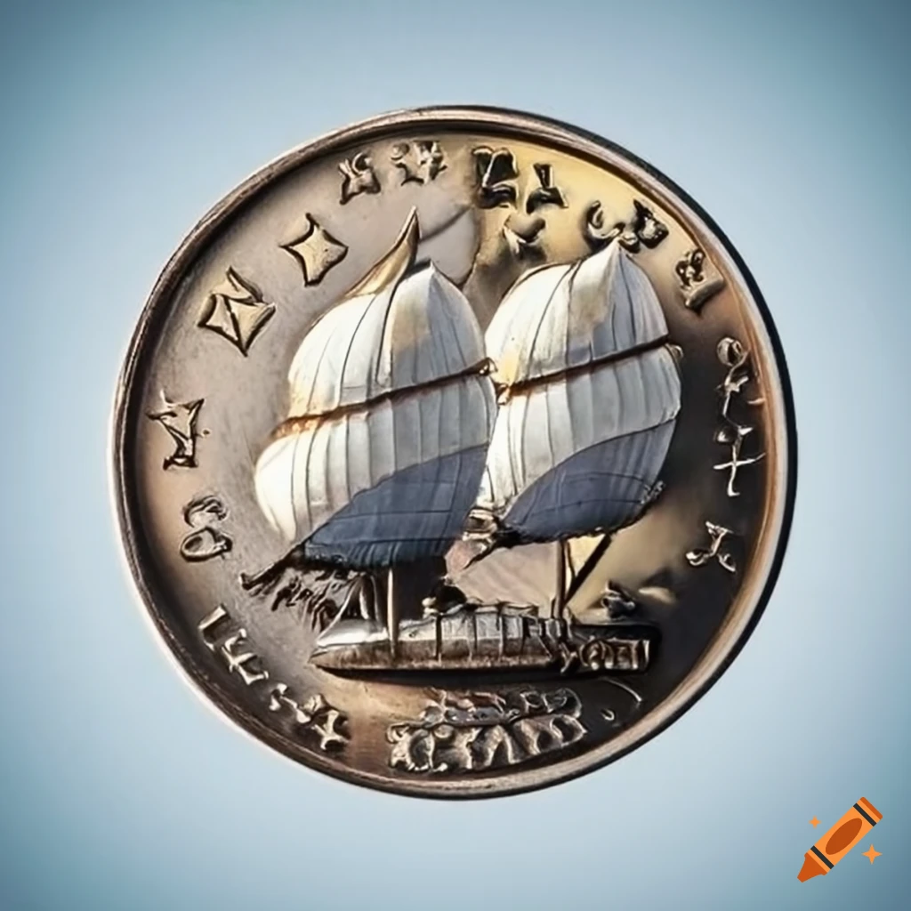 Silver coin with an airship design