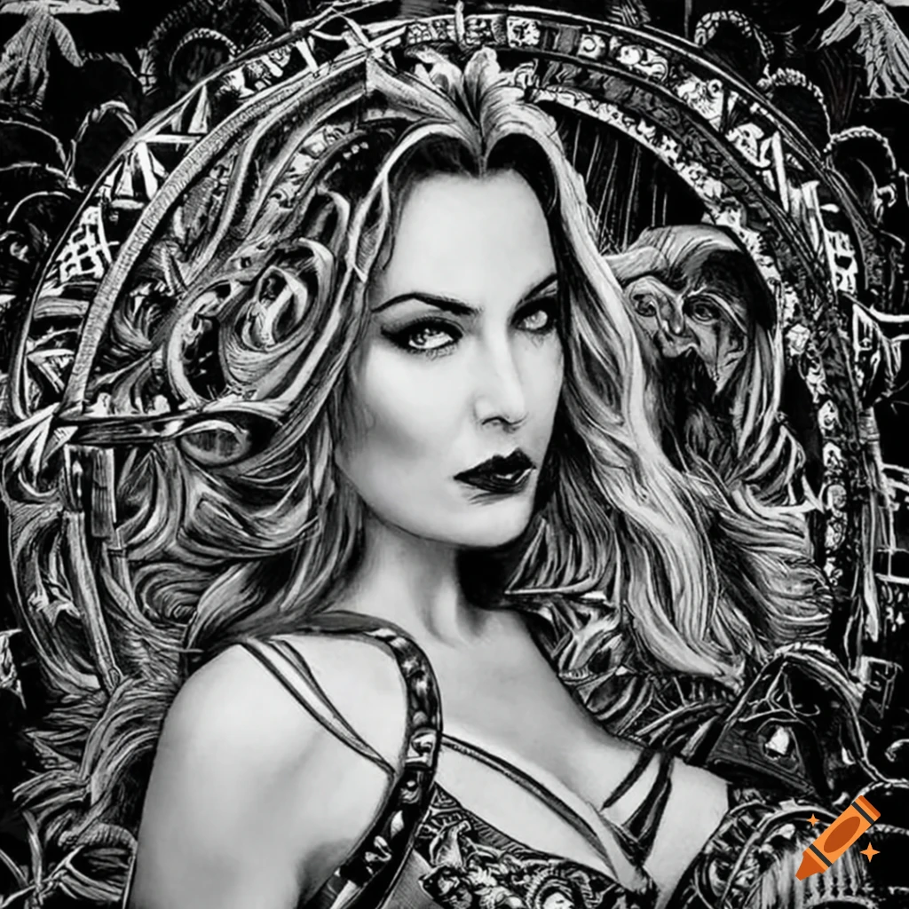 Pencil illustration of a captivating femme fatale on Craiyon