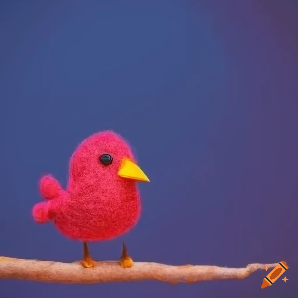 Paper background with a red bird on a tree branch