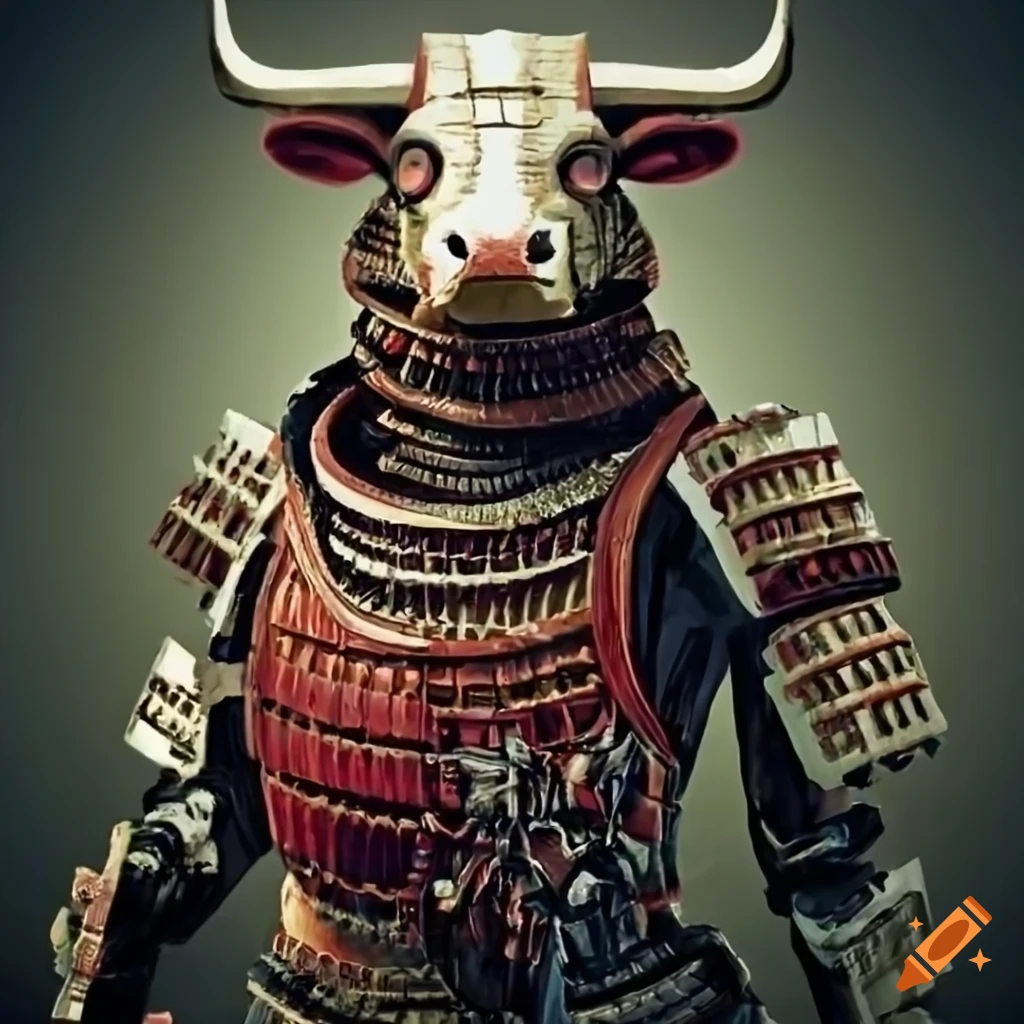 Samurai robot cow illustration
