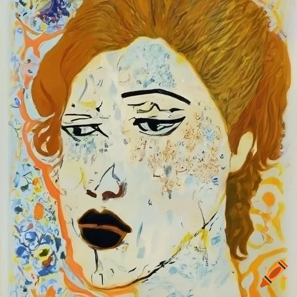 Abstract art nouveau design with anime silhouette and creature design ...