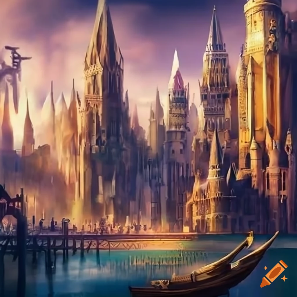 Art of a fantasy cityscape on Craiyon