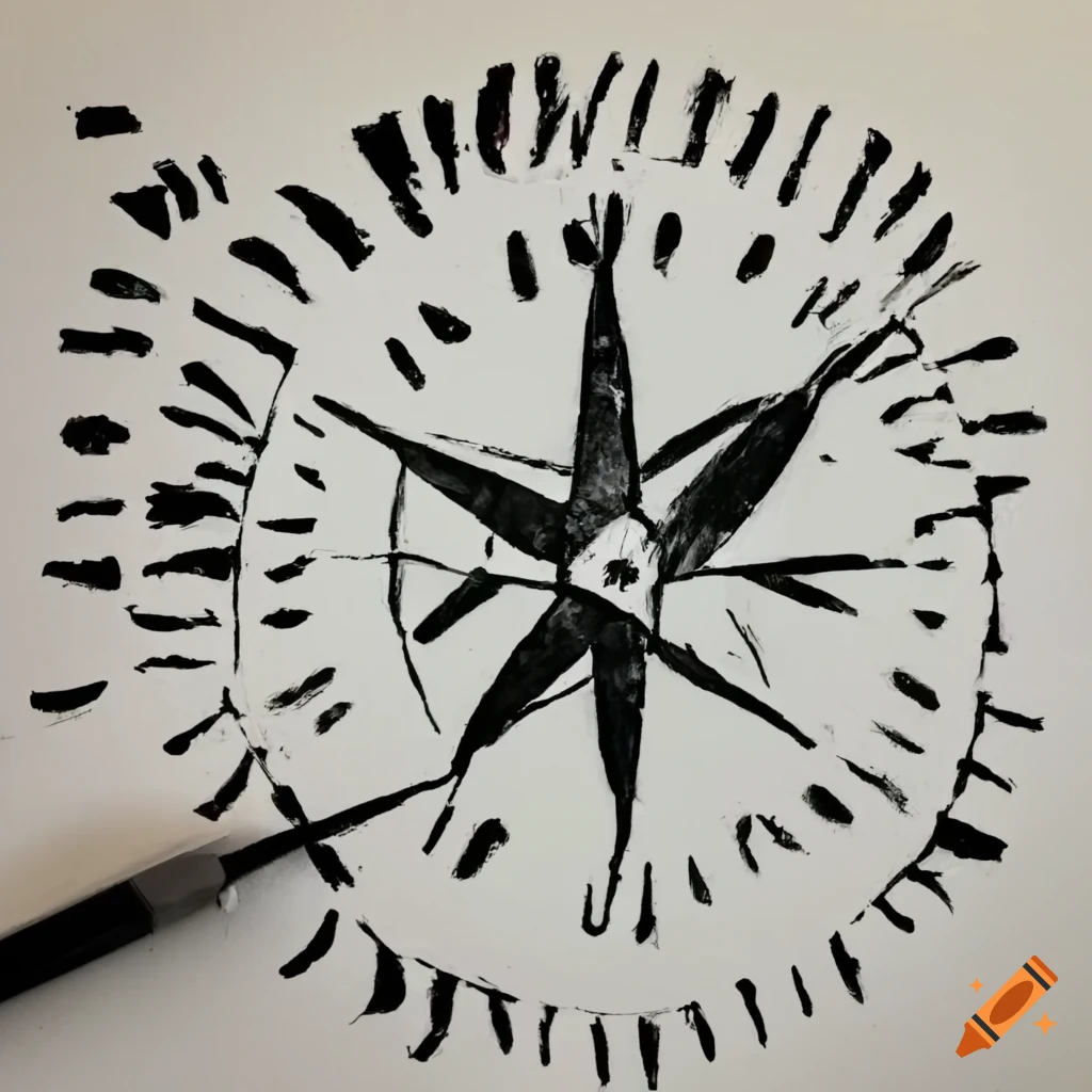 Colorful watercolor painting of a digital compass on Craiyon