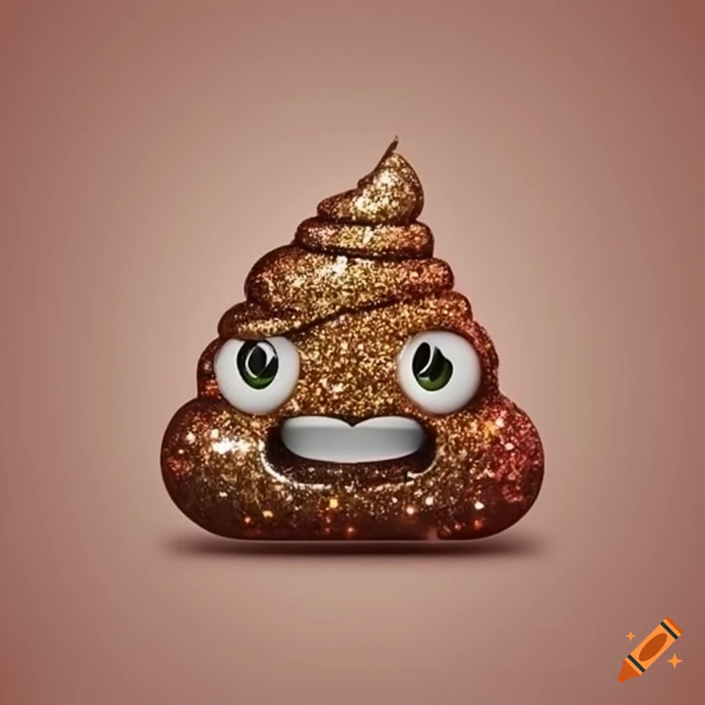 Disgusted poo emoji with brown glitter on Craiyon