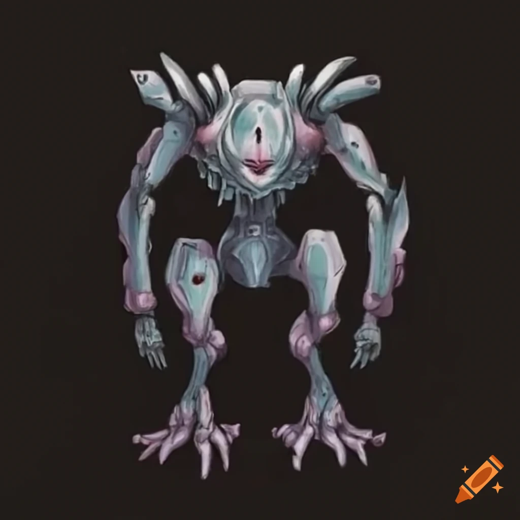 Pencil drawing of a giant alien mech on Craiyon