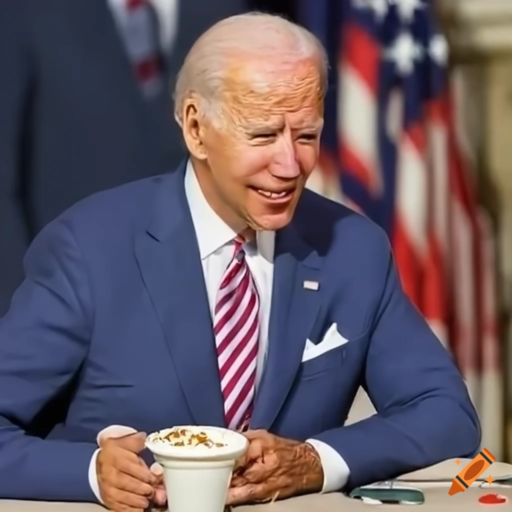 Serious joe biden eating ice cream on Craiyon
