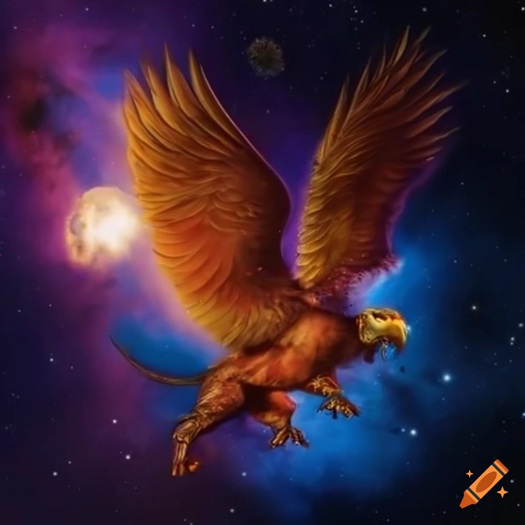 Griffin in the midst of nebulae on Craiyon