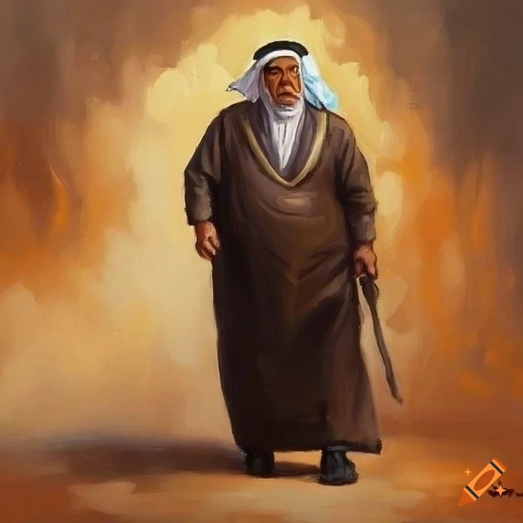 Fantasy oil painting of a fat elderly man walking down a dusty road on ...