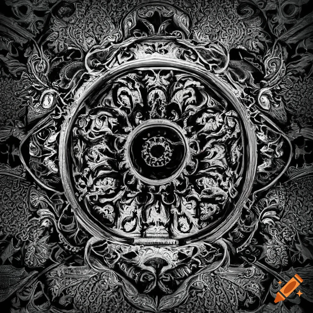 Intricate black chapter decorations on white background on Craiyon