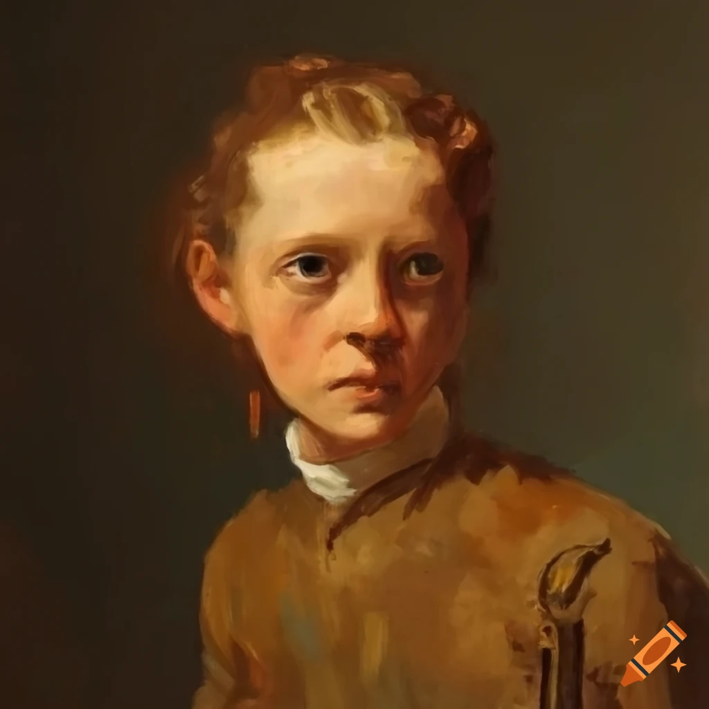 Oil painting of a young male peasant on Craiyon