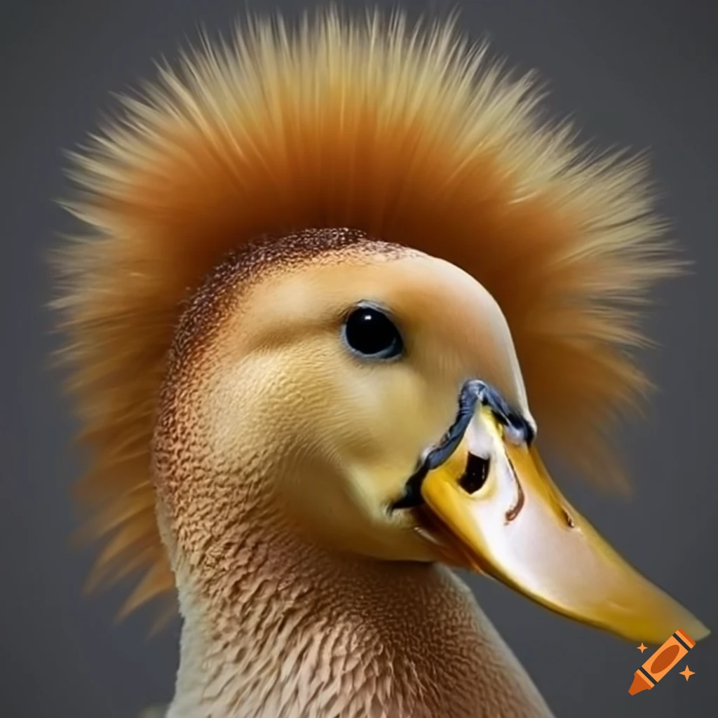 A duck with golden spiky hair on Craiyon