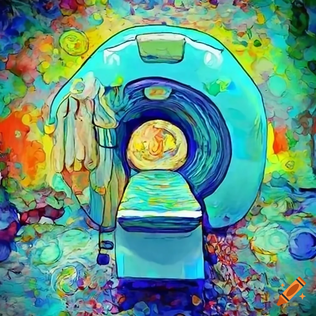 Vibrantly colored mri machine painting on Craiyon