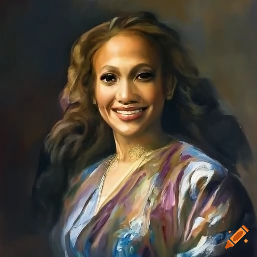 Painting of jennifer lopez in a flower garden on Craiyon