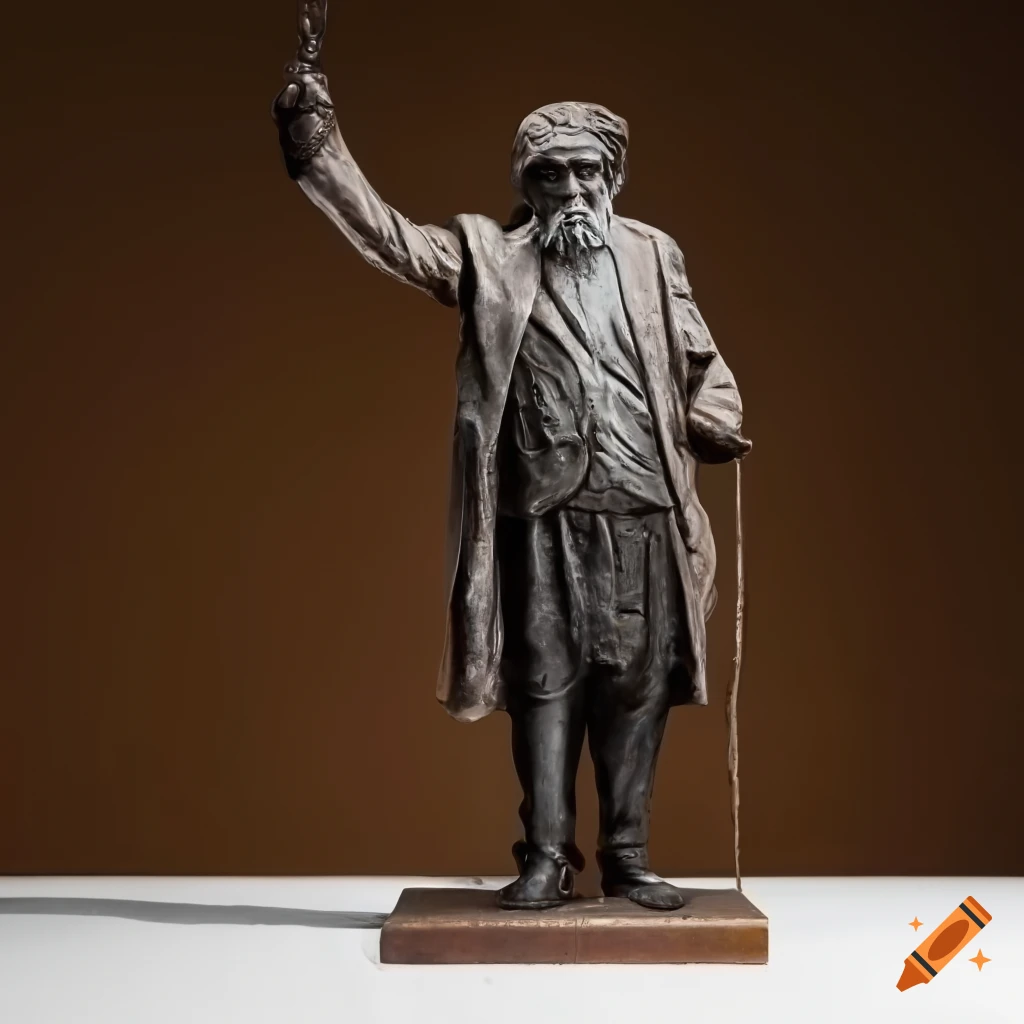 Bronze statue of an old victorian man pointing on Craiyon