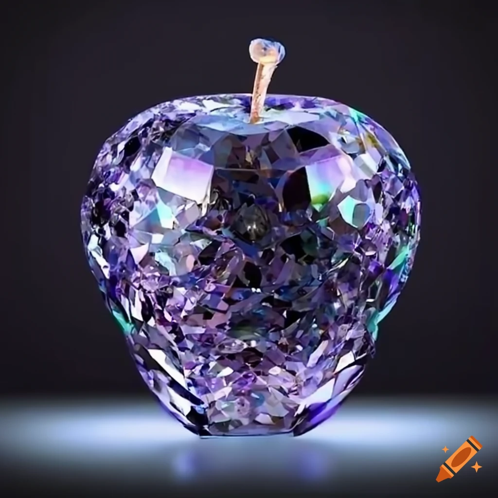 Intricately designed crystal apple sculpture