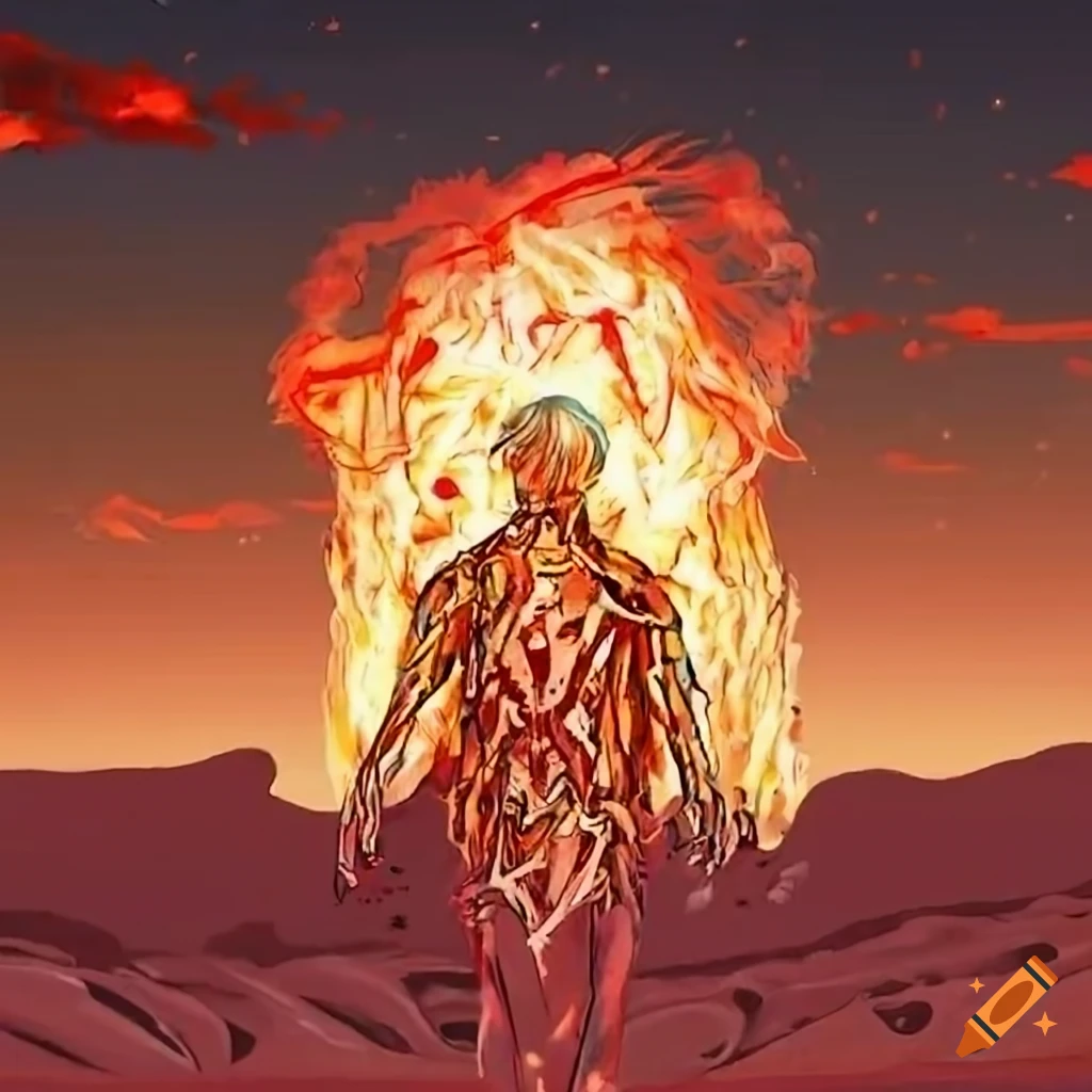 Abstract drawing of burning man on Craiyon