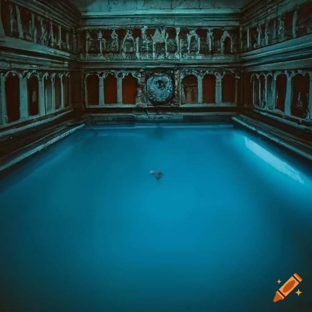 Abandoned swimming pool with peeling paint and industrial windows at ...