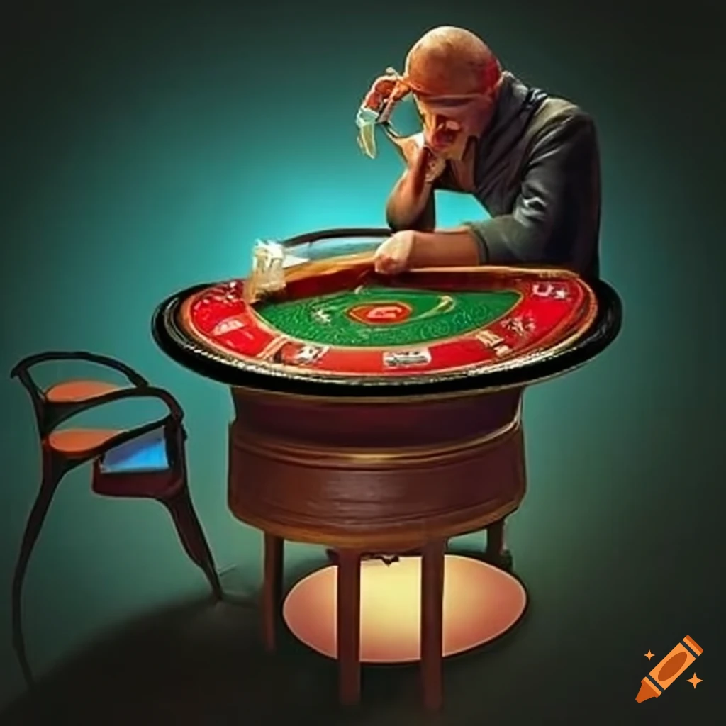 Surrealist artwork of casino card tables