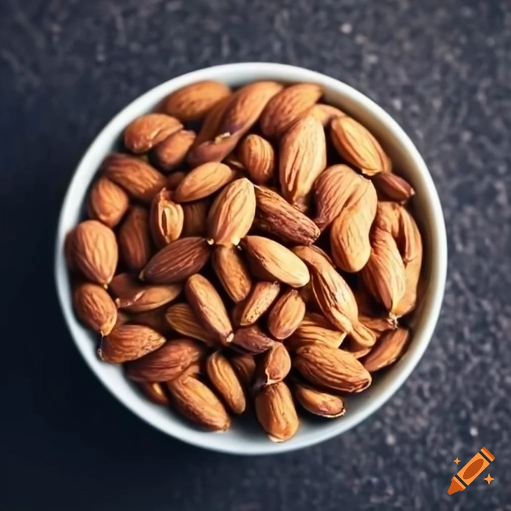 Bowl of toasted almond seeds