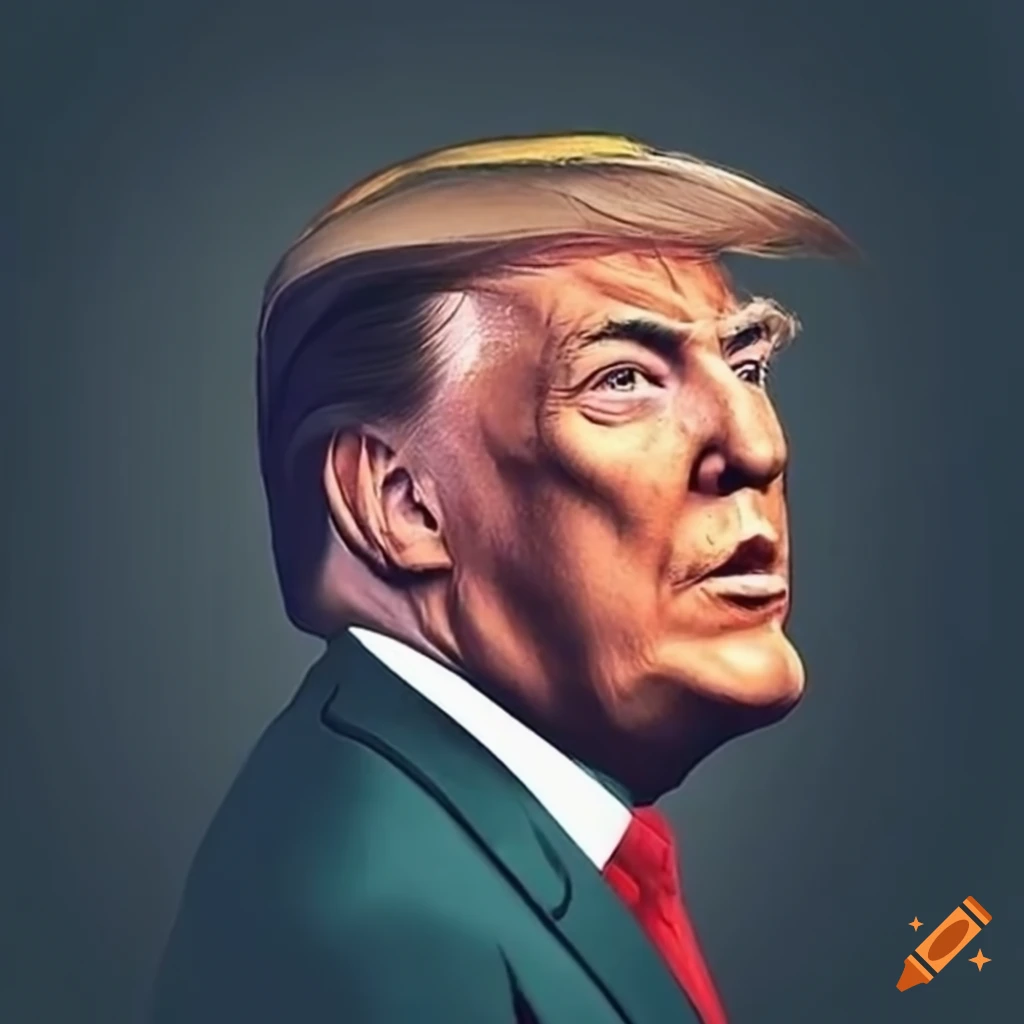 Satirical illustration of donald trump unleashing power on Craiyon