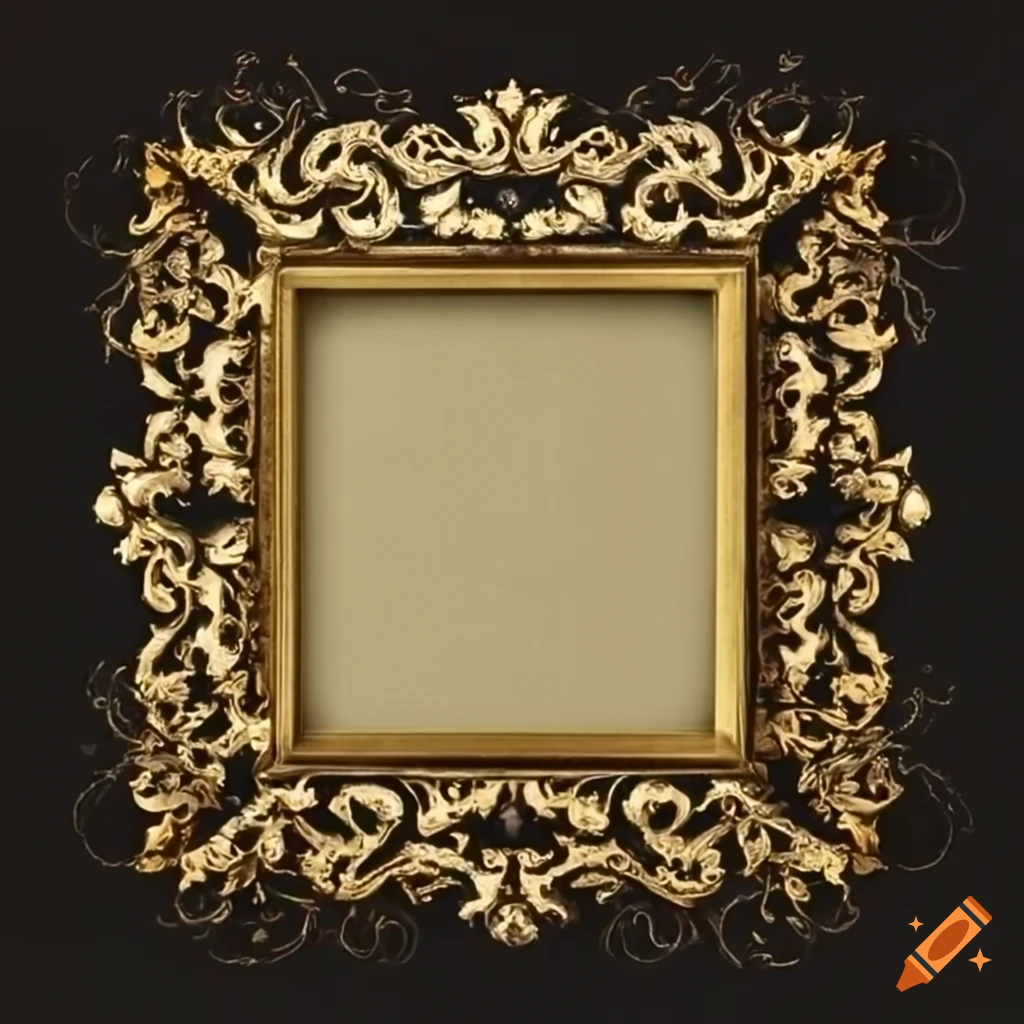 Intricate square gold frame on Craiyon