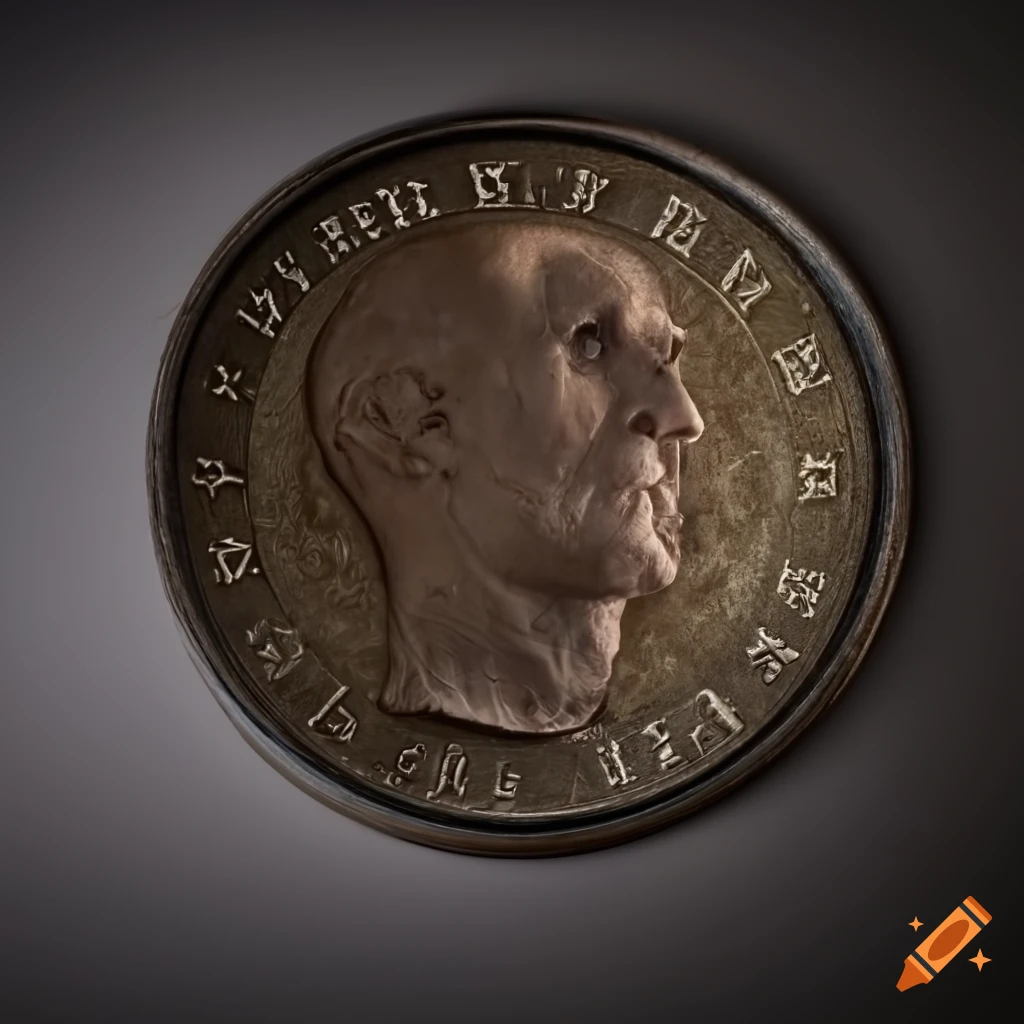 Close-up of an old coin on Craiyon