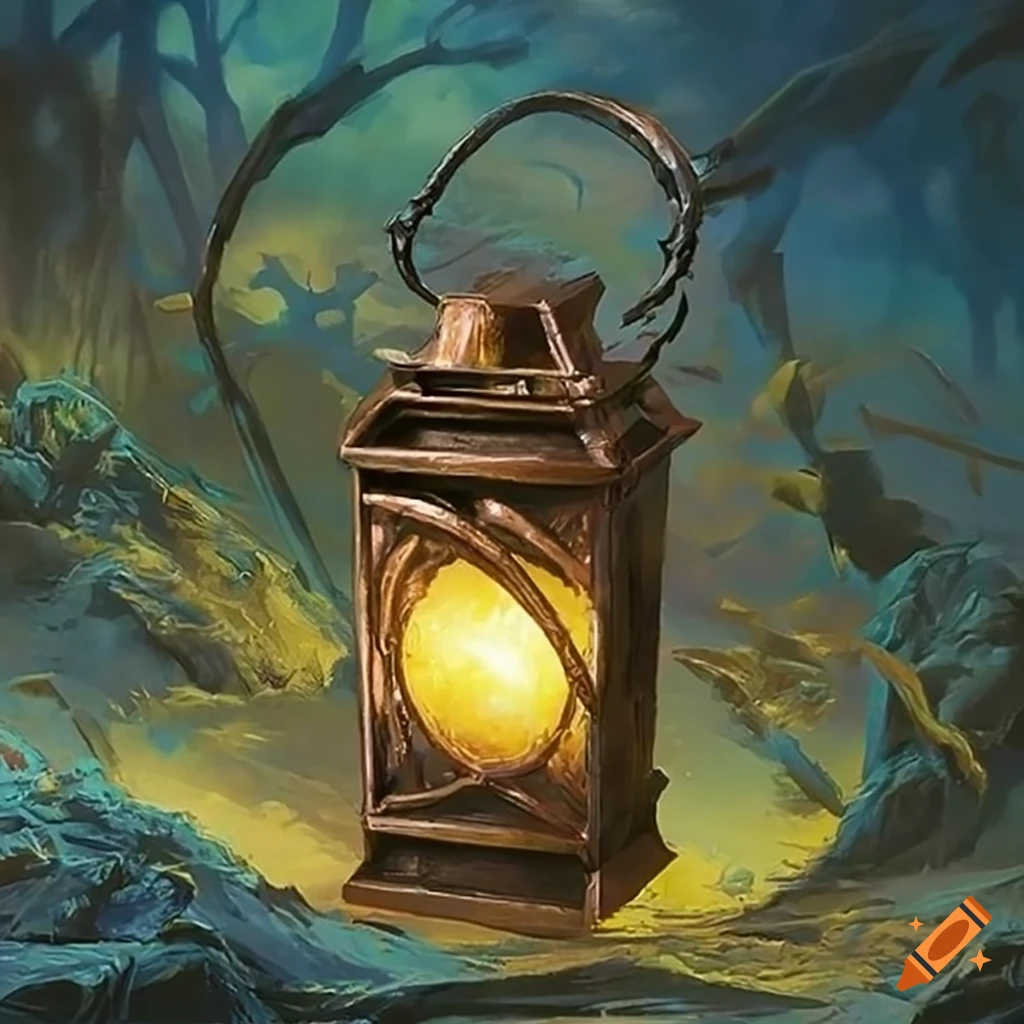 Metal lantern with mtg art on Craiyon