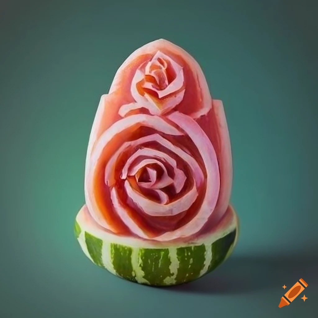 Carved watermelon rose on Craiyon