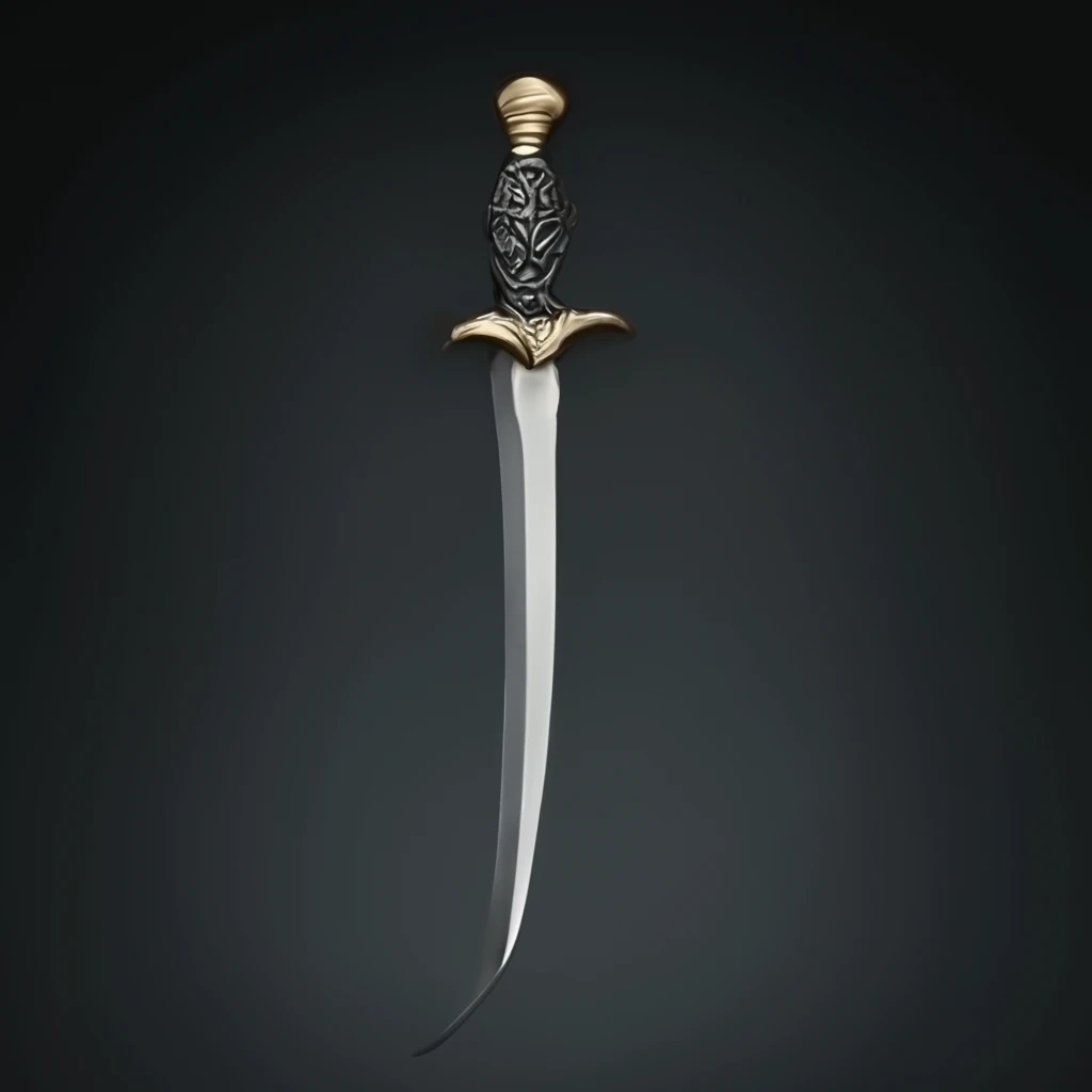 Simplistic curved dagger with black handle